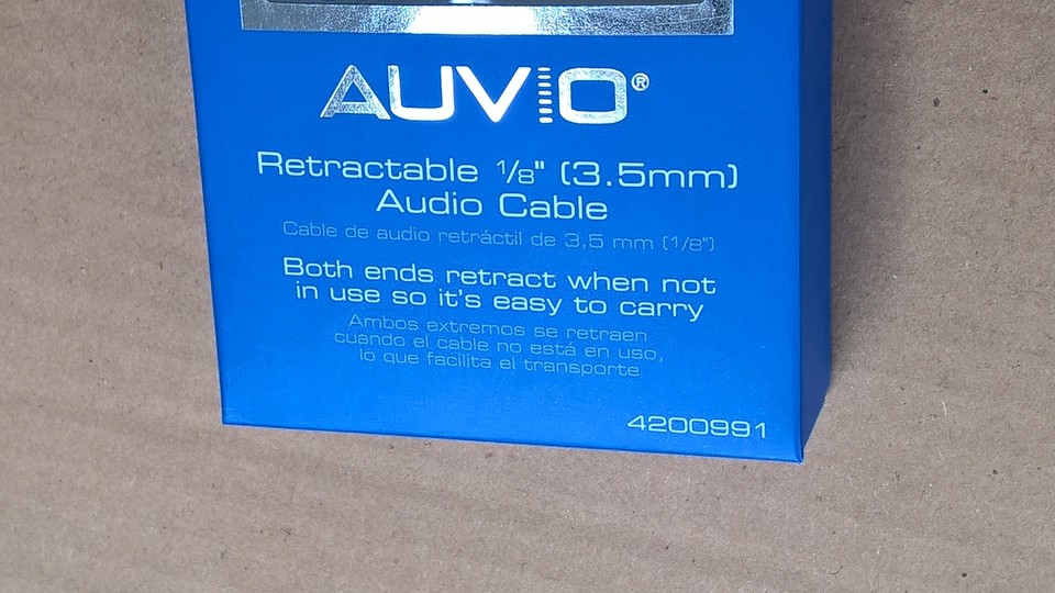 AUVIO 4200991 3-FT 1/8" M to 1/8" M RETRACTABLE STEREO CABLE "BLACK" | eBay