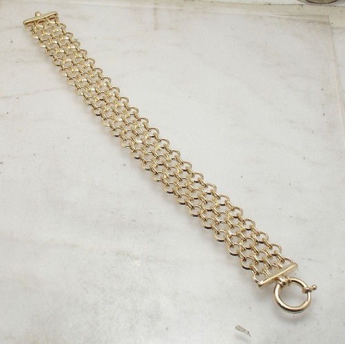 Technibond Triple Circle Link Bracelet 14K Yellow Gold Plated Real 925 ...