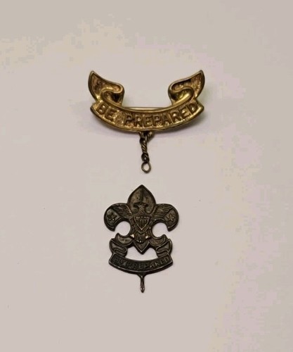 Vintage Boy Scout BSA Second Class Scout BE PREPARED Ribbon Pin Badge ...