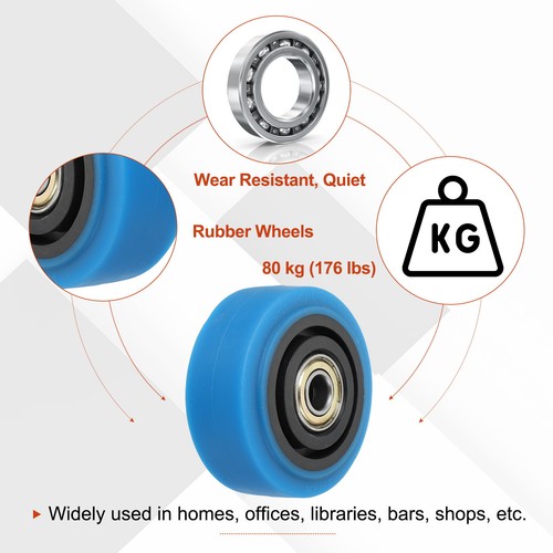 4Pcs 3 Inch Push Cart Wheels Replacement Rubber Caster Only with 3/8 ...