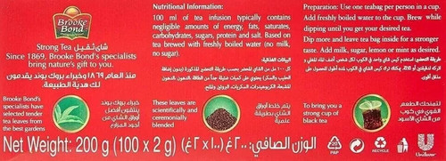 Brooke Bond Red Label Black Tea, 100 Teabags 200G Free Shipping World ...