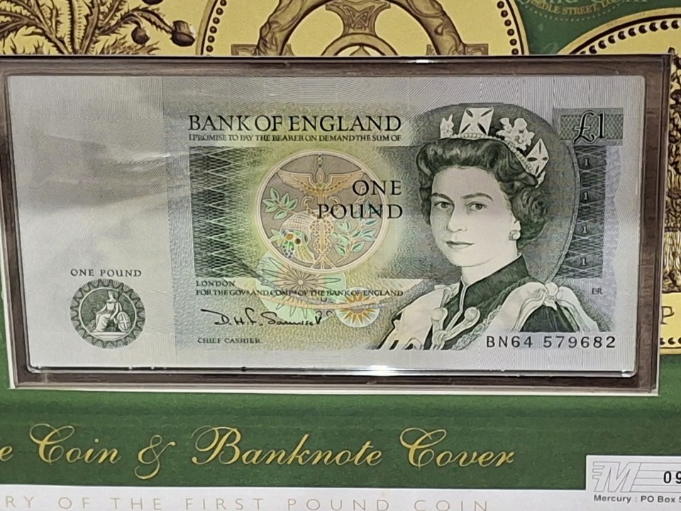 2003 One Pound Coin 20th Anniversary 1 Pound Banknote Cover-UK First ...