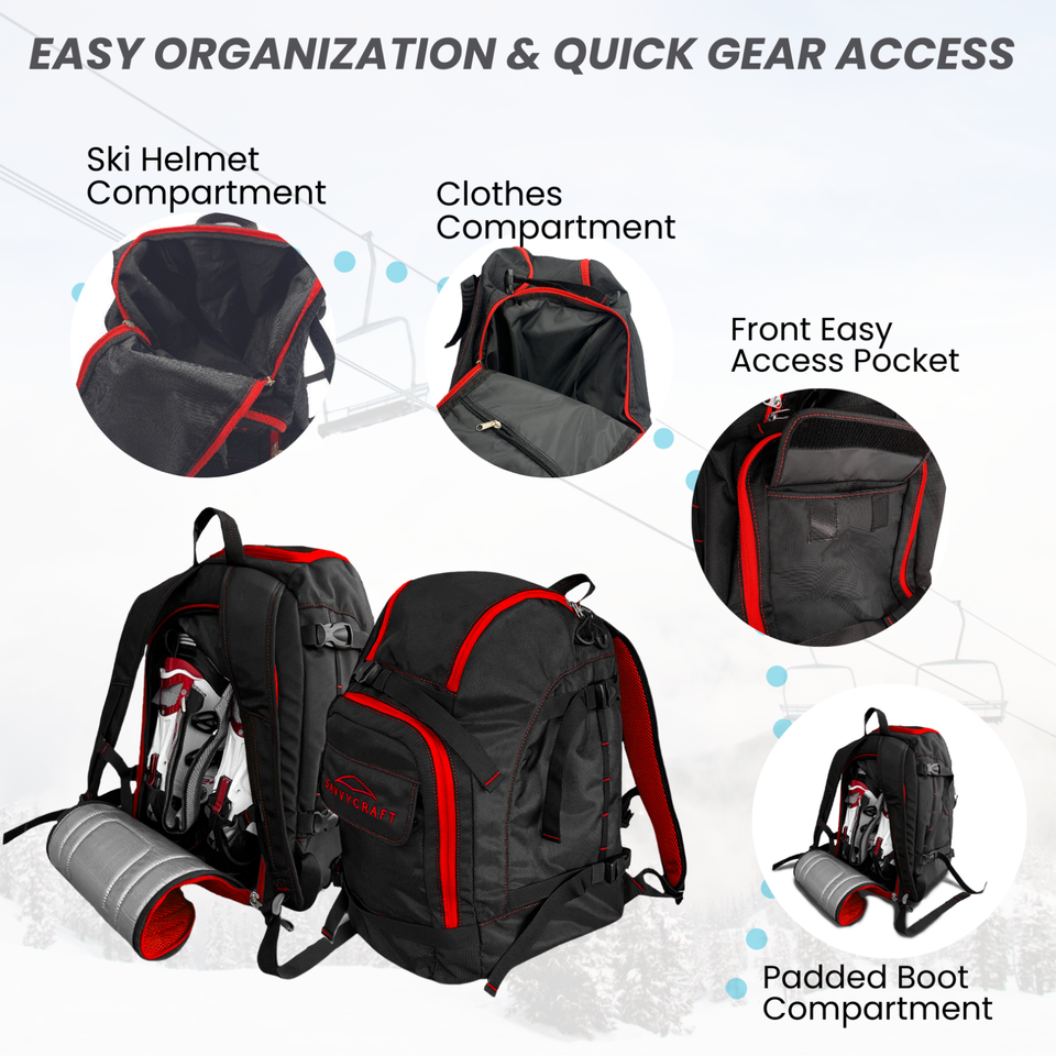 Ski snowboard Boot Bag Backpack 50L for Boots Gloves Goggles helmet ...