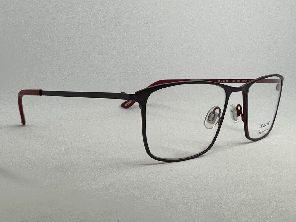 NEW Kliik 553 536 Slate Red 52.17.145 Unisex Eyeglasses Frames | eBay