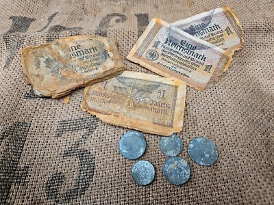WW2 ORIGINAL German SOLDIER'S COINS PAPER MONEY REICHSMARK RELIC from ...