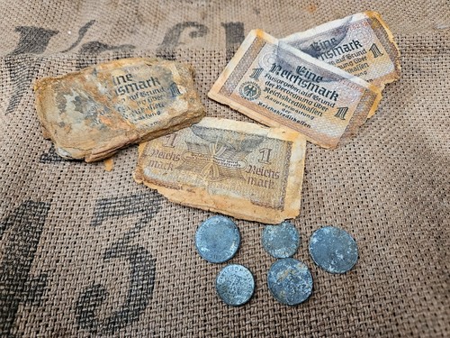WW2 ORIGINAL German SOLDIER'S COINS PAPER MONEY REICHSMARK RELIC from ...