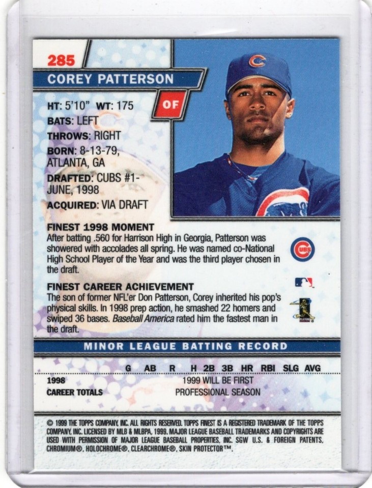 1999 Finest #285 Corey Patterson RC FREE SHIP | eBay