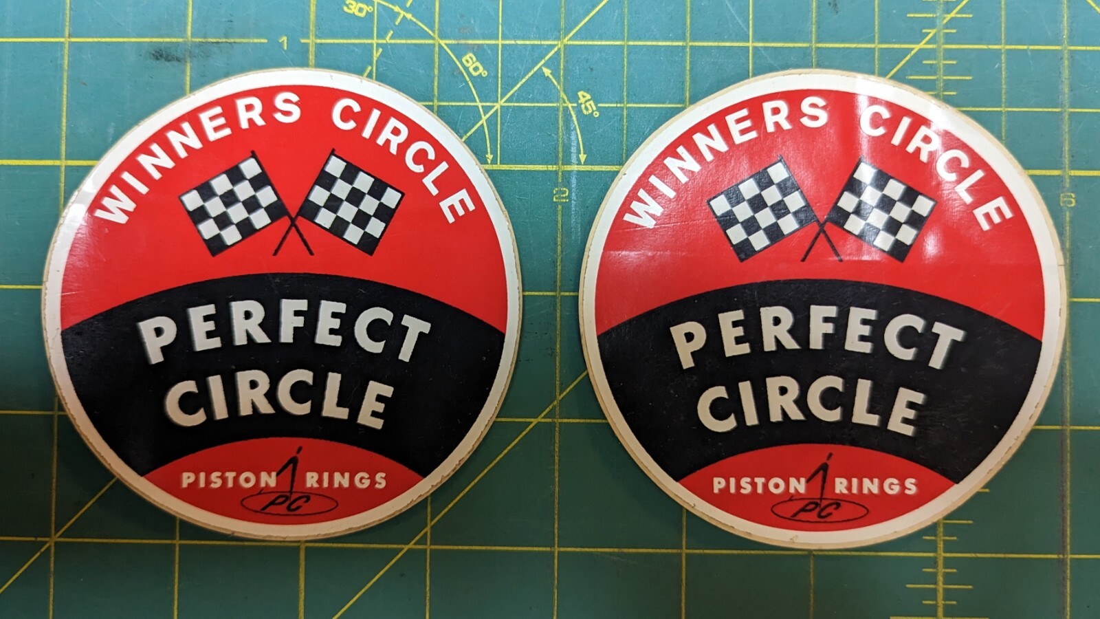 2 Perfect Circle Piston Rings Decal Stickers Original 60's 70's Vintage ...