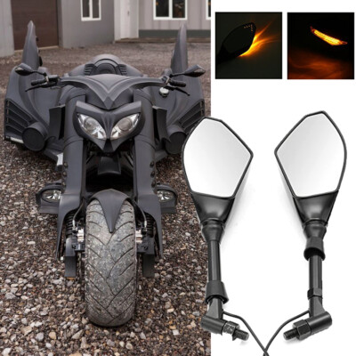 LED Turn Signal Intergrated Rearview Mirrors For Custom Trike Batman ...