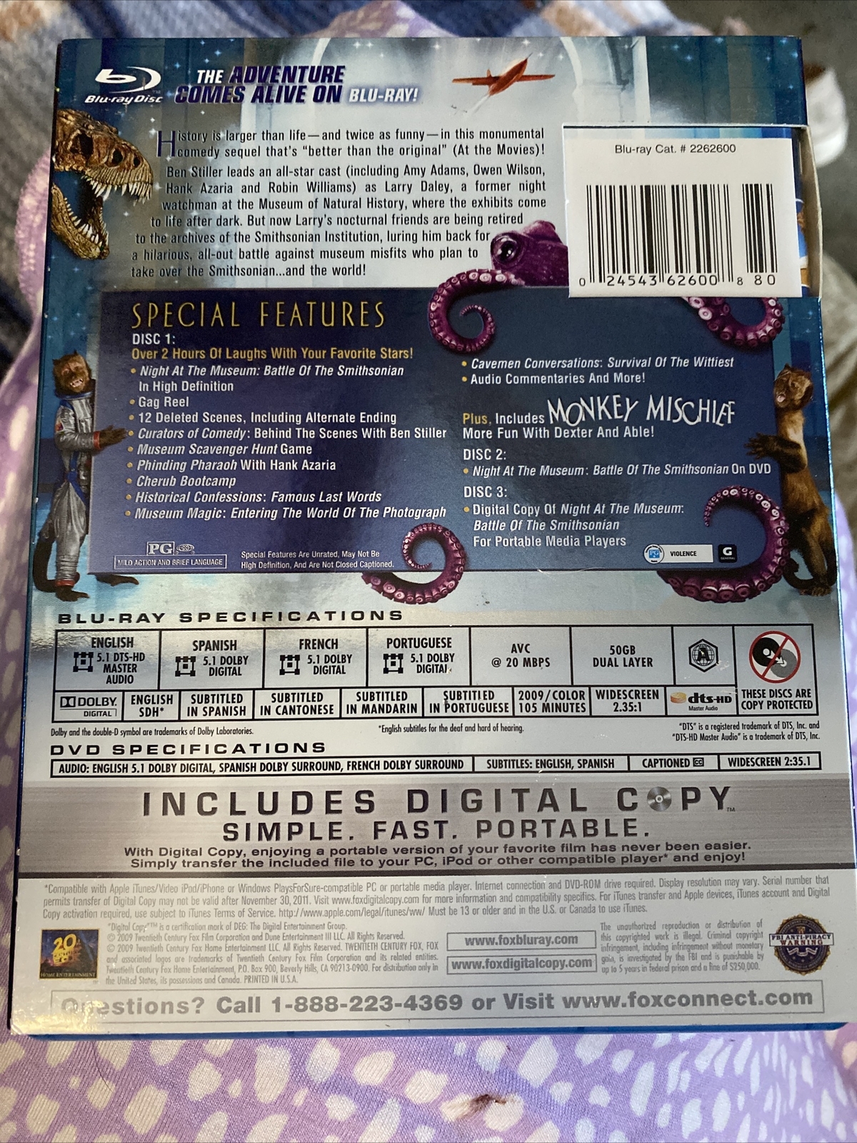 Night at the Museum: Battle of the Smithsonian (Blu-ray/DVD, 2009, 3 ...