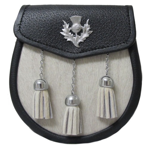 Tartanista Mens White Cowhide 3 Tassels Semi-Dress Sporran | eBay