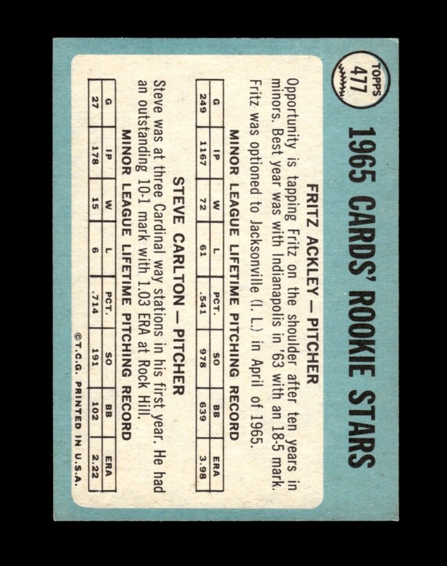 1965 Topps Set-Break #477 Steve Carlton RC EX-EXMINT *GMCARDS* | eBay