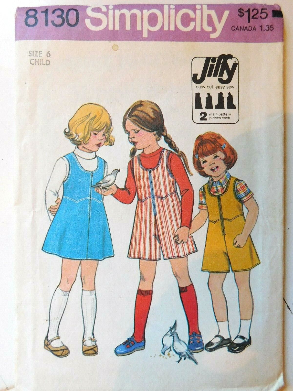 Simplicity 8130 Pattern, girl's Size 6 Jumper & culotte jumper UC ...