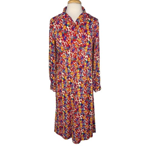 Vintage BRELI ORIGINALS Multicolor Floral Collared Dress Size 12 Made ...