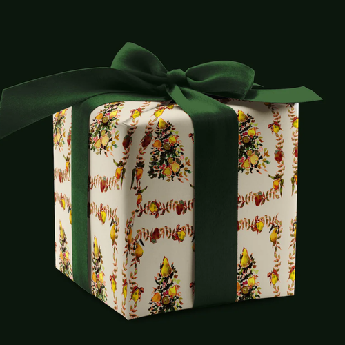 Pear Tree Brocade Wrapping Paper, Elegant Holiday Christmas Gift Wrap ...