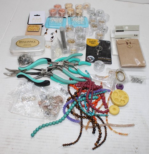 Lot of Jewelry Making Pieces and Tools Earring Bracelet Parts & Pieces ...