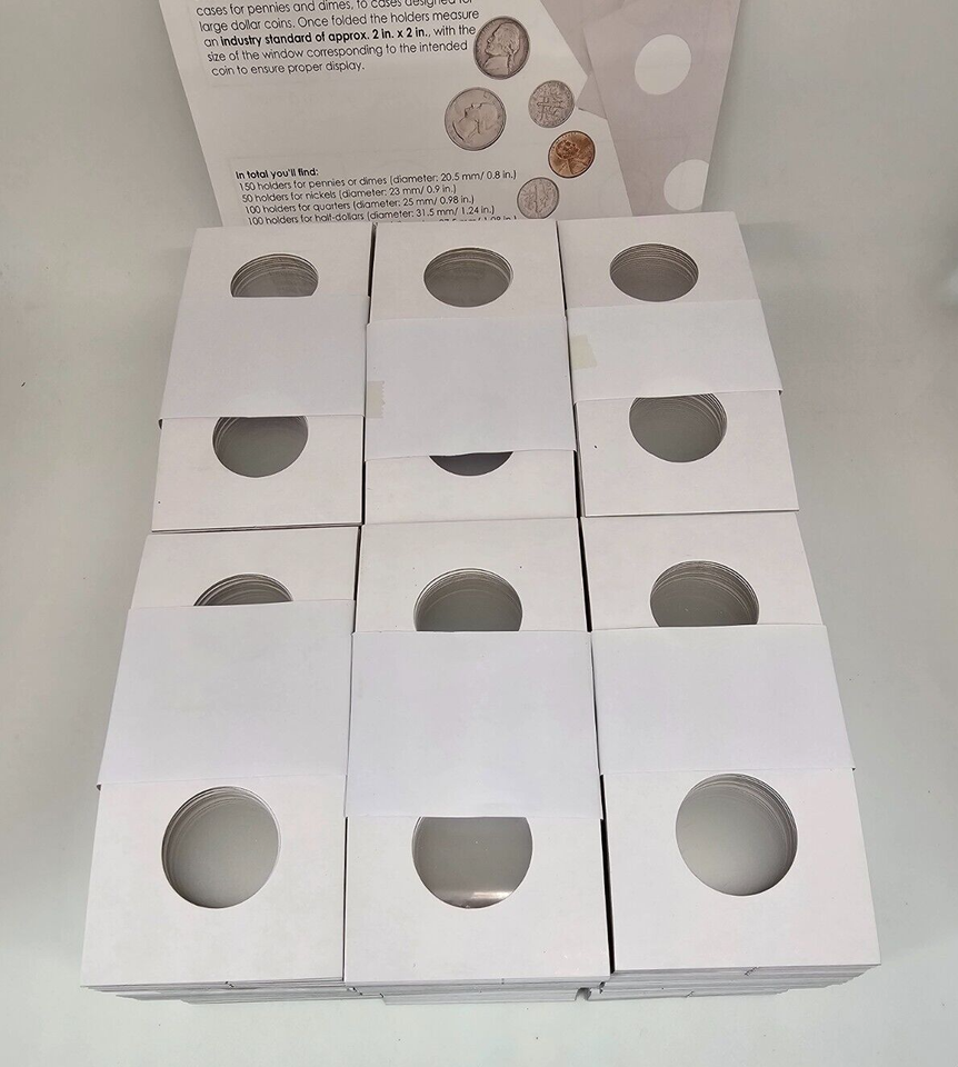 600 Premium H&S 2x2 in Cardboard Coin Flip Mylar Nickel 23mm Size | eBay