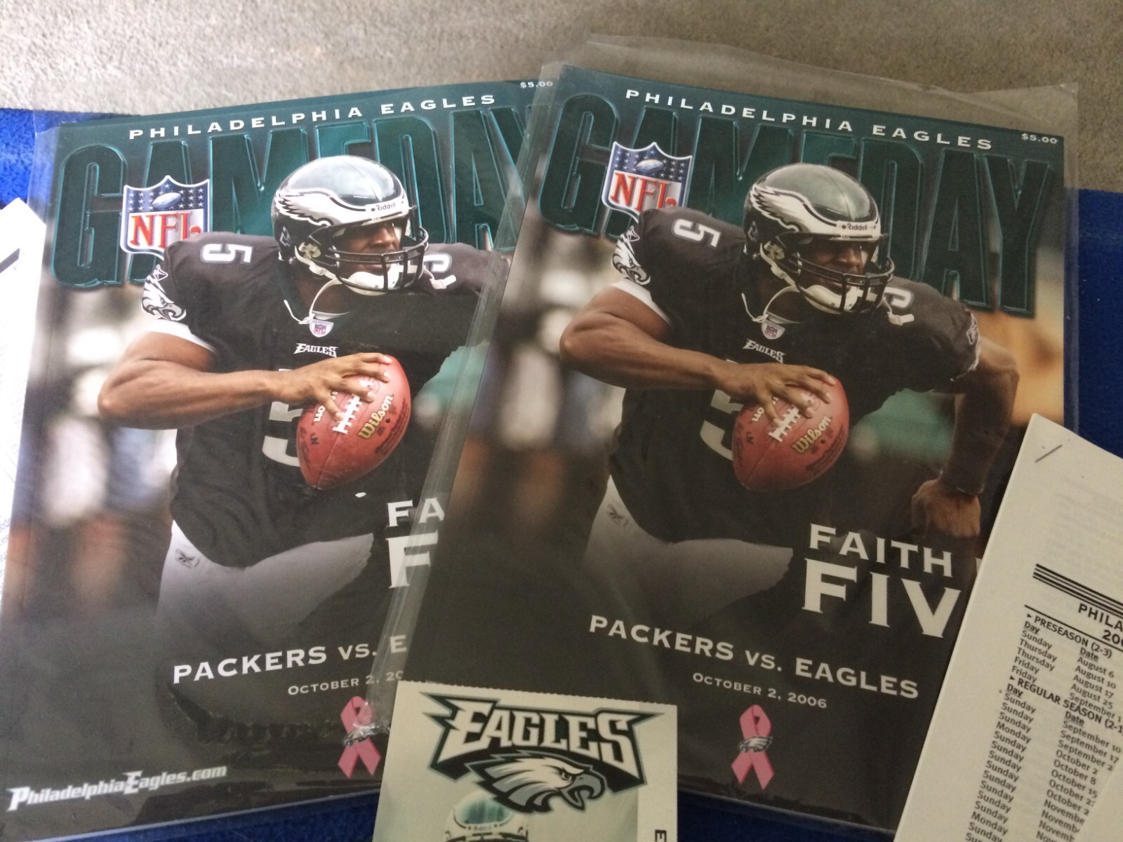 1 Philadelphia Eagles Ticket 10/2/2006 - 2 Programs Game Stat Card News ...