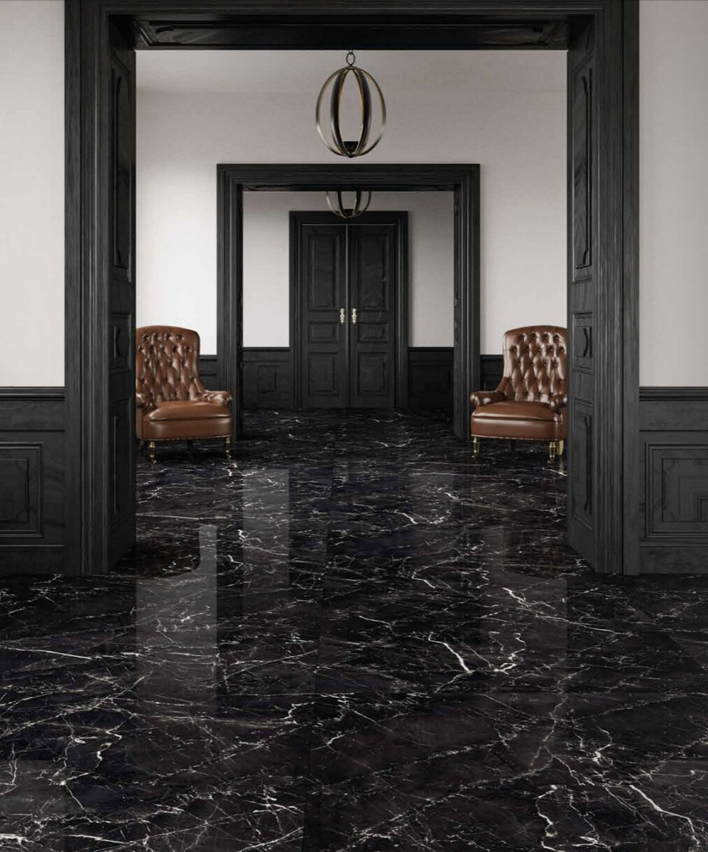 Black Marble Tile Floor