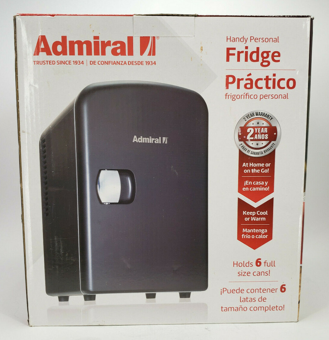 ADMIRAL HANDY PERSONAL FRIDGE HOLDS 6 FULL SIZE CANS KEEP COOL OR WARM ...