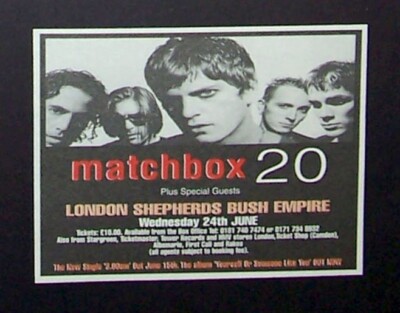 Matchbox 20 Yourself or Someone Like You Era 1998 Mini Poster Type ...