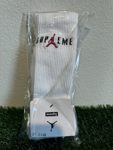 Supreme Jordan Crew Socks White Large Size 8-12 2 Pack FW24 IN HAND ...