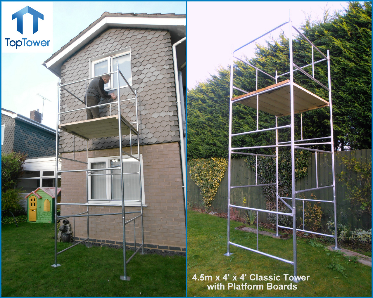 DIY Scaffold Tower + Boards 4.65m 4x4 x 15ft 3in WH Galvanised Steel ...