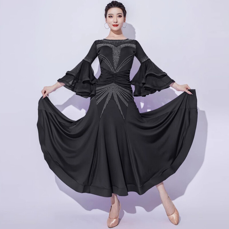 Latin Ballroom Dance Dress Modern Salsa Waltz Standard Long Dress#G909 ...