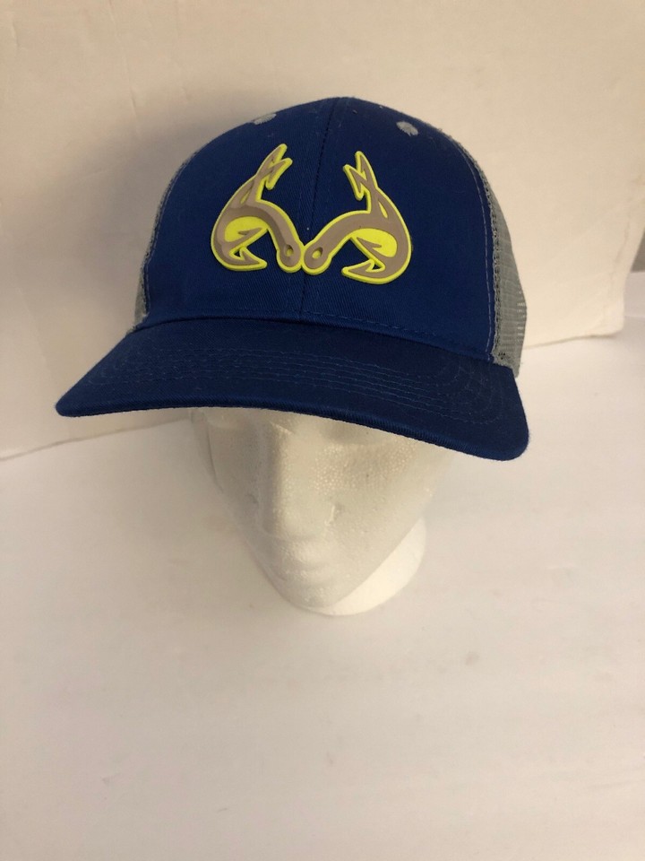 Q3 Hat Realtree Realtree Logo Blue with Gray Mesh Back Fishing Cap RARE ...
