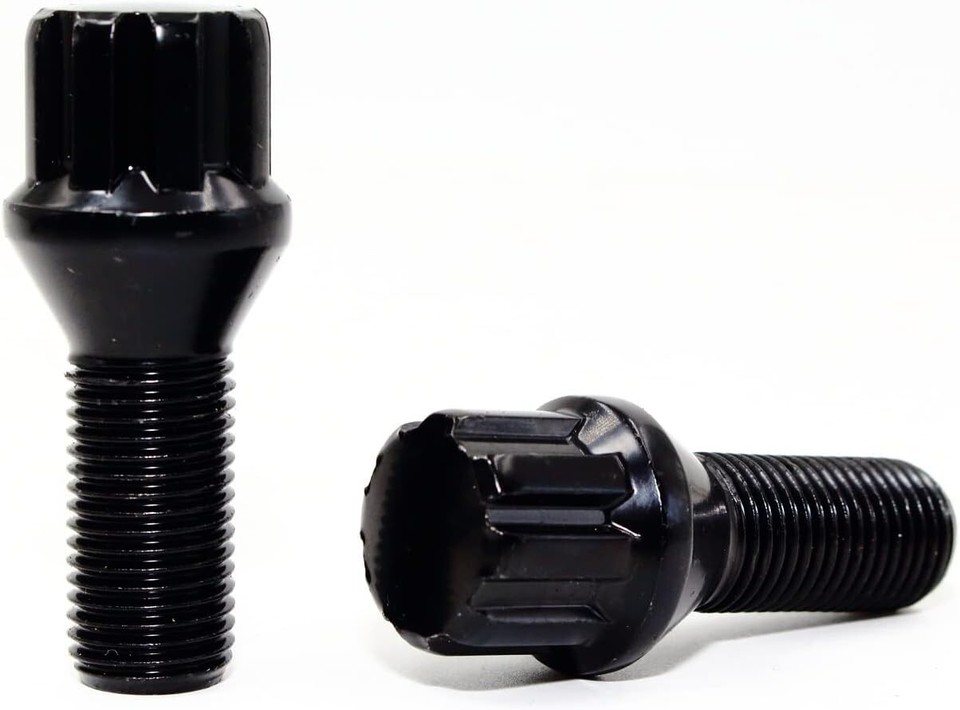4 14x1.5 28mm Black Conical Wheel Locks w 2 Keys for Lexus Maserati ...