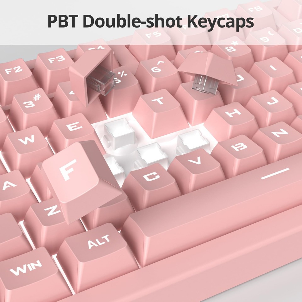 Pink Gaming Keyboard 104 Keys Silent Creamy Keyboard Light up Wired ...