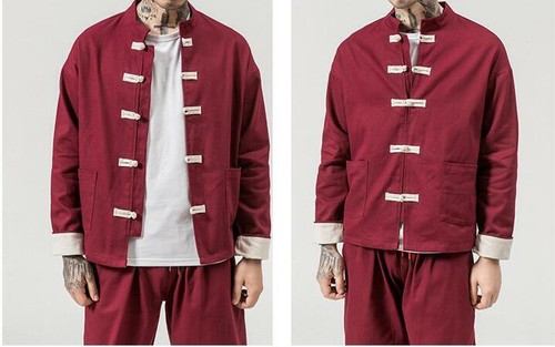 Men's Chinese Cotton Tang Suit Coat Kung Fu Tai Chi Wing Chun New ...