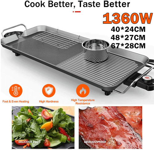 67*28cm Electric Teppanyaki Table Top Griddle BBQ Hot Plate Barbecue ...