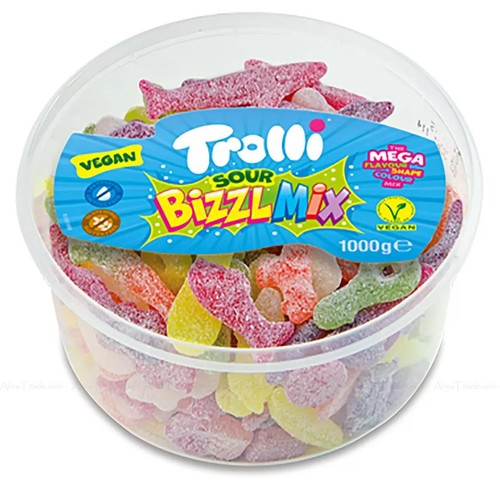 Trolli Sour Bizzl Sweet Mix Fruity Jelly Gummies Flavour Sour Party Tub ...