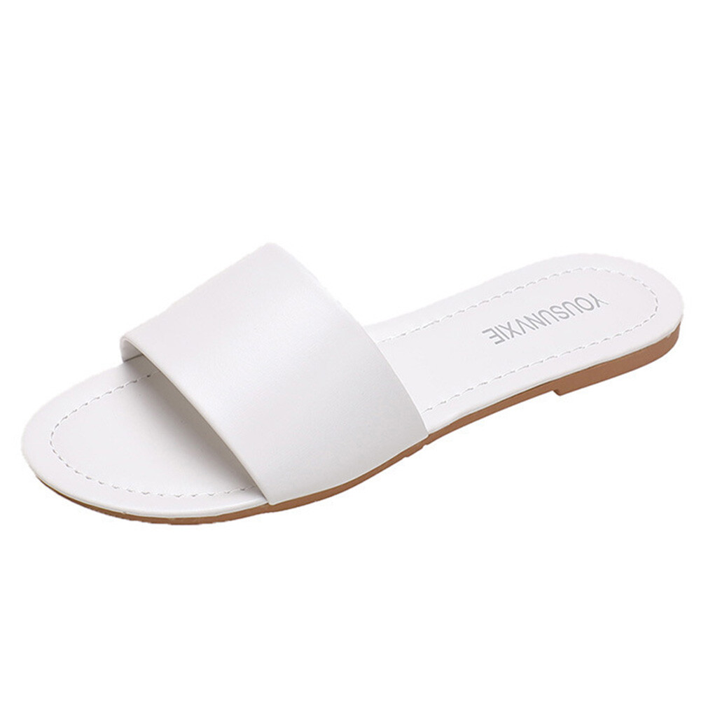 Women Comfortable Casual Open Toe Slides Simple Flat Slippers for ...