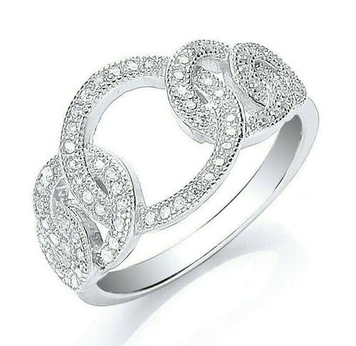 Argent Interlink Gemstone Ring Sterling 925 Poinçon Fabrication ...