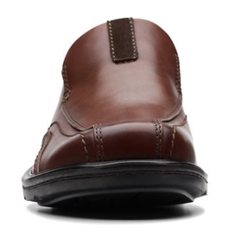 Men's Clarks, Gessler Step Slip-On 26171776 Dark Tan Fabric Leather ...