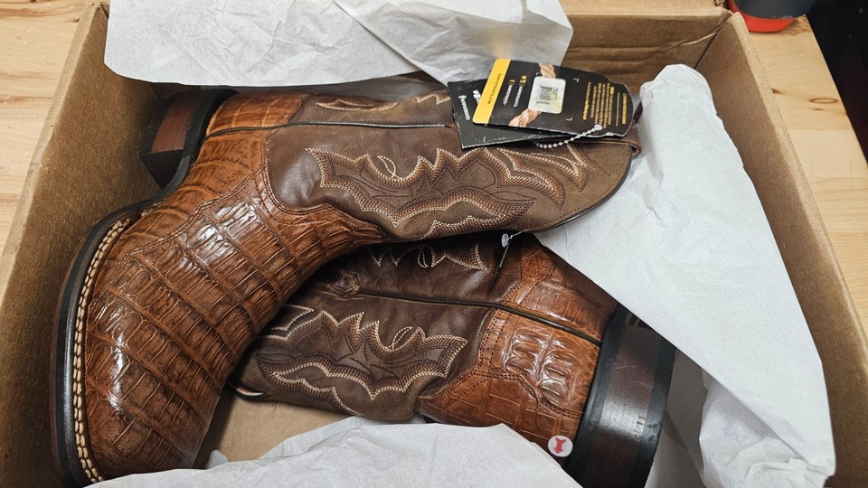 Dan Post Boots Kingsly Caiman Croc Embroidered Square Toe Pull On ...