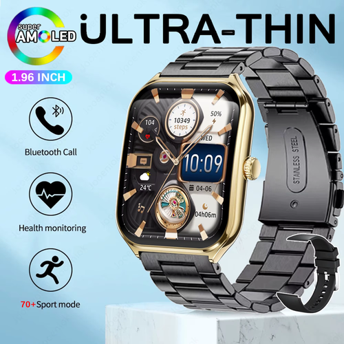 2025 Ultra Thin Smartwatch 1.96"AMOLED Time Heart Rate Waterproof BT ...