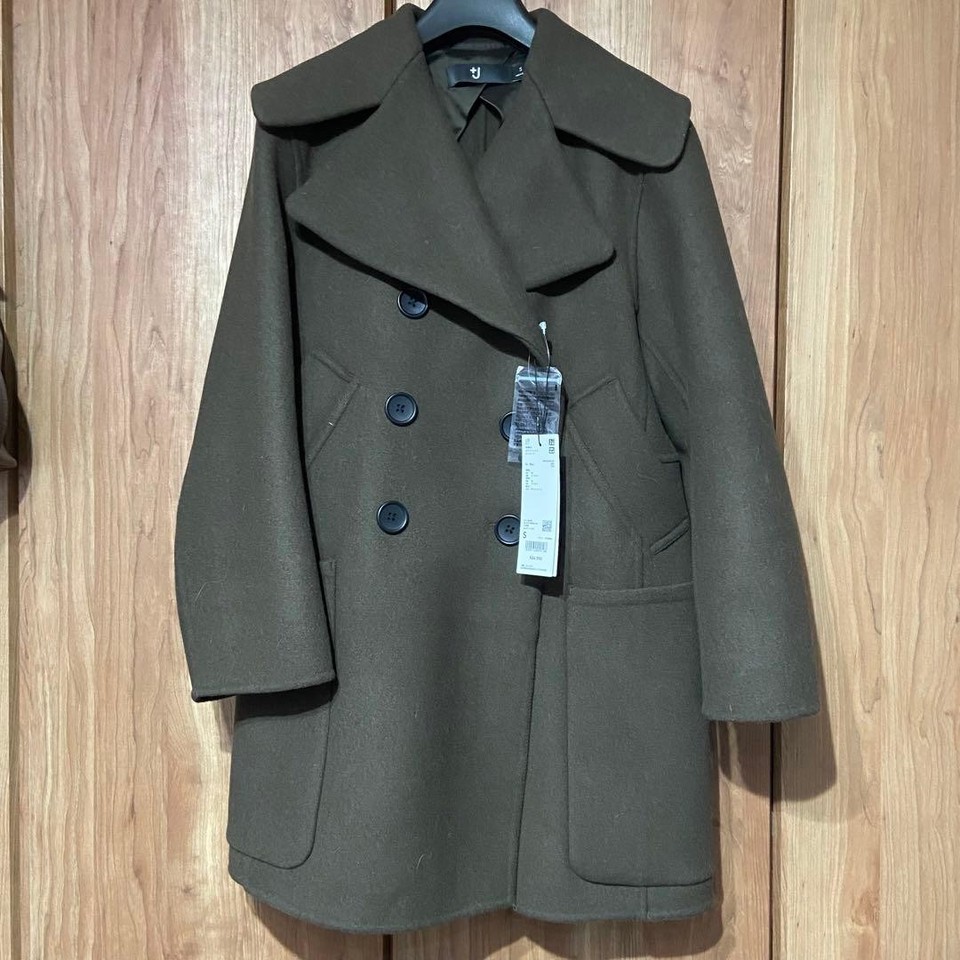 UNIQLO x Jil Sander +J Double Face P Coat Olive Size S Women NEW 2503SM ...