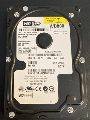 Western Digital WD800BB-75JHC0 , 04F797 80GB IDE 3.5'' Hard Drive | eBay