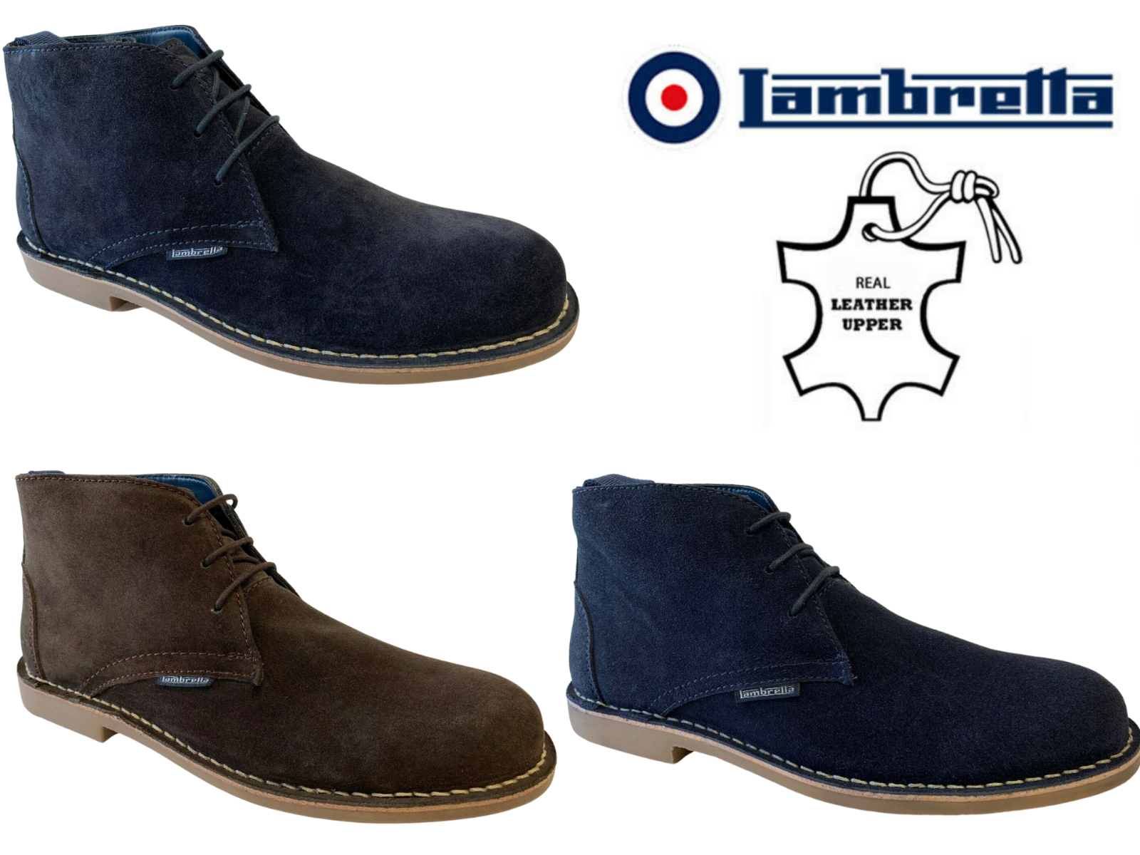 Lambretta Boots Mens Carnaby RRP £60 3 Colours Suede Leather Mod Shoes ...