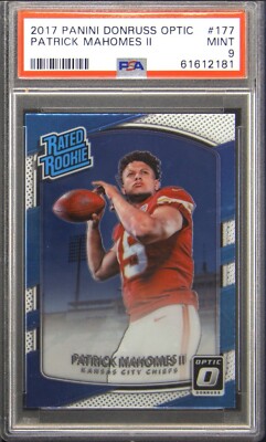 2017 Panini Donruss Optic #177 Patrick Mahomes ll Rated Rookie RC PSA 9 ...