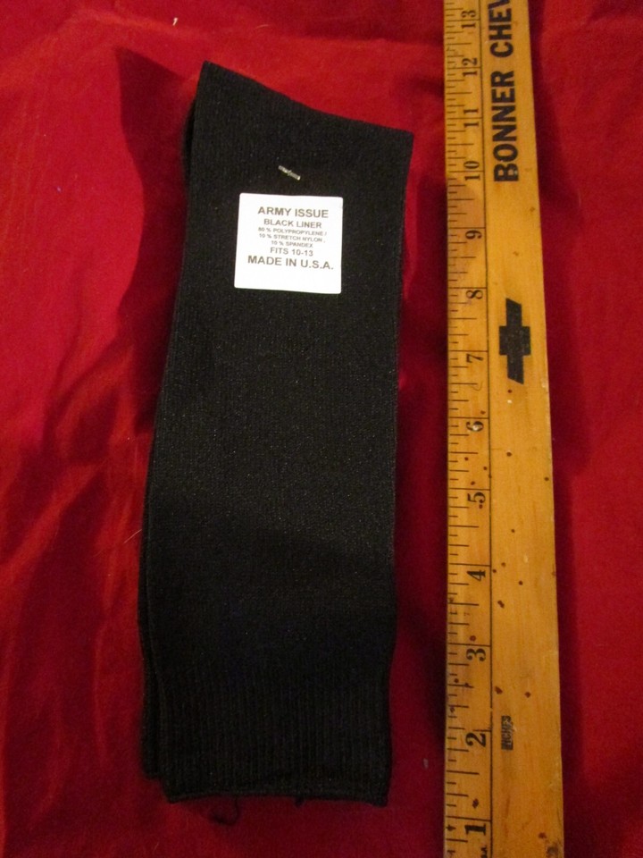 4 Pair Large Army Issue 80% Polypropylene Black Liner Socks 10-13 USA ...
