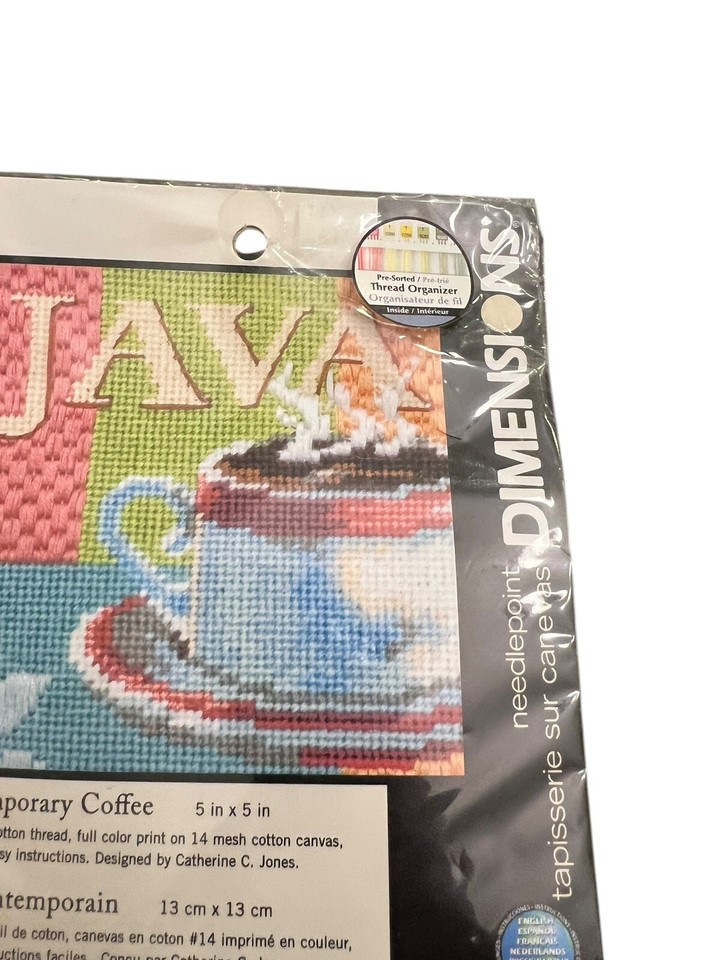Dimensions Needlepoint Kit NEW Colorful Contemporary Coffee Java 5x5 ...