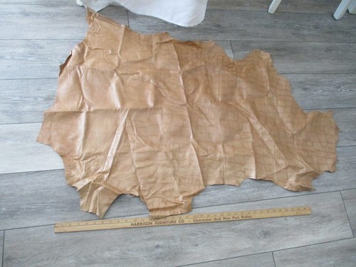 Genuine leather matt soft alligator embossed camel full Skin Leather ...