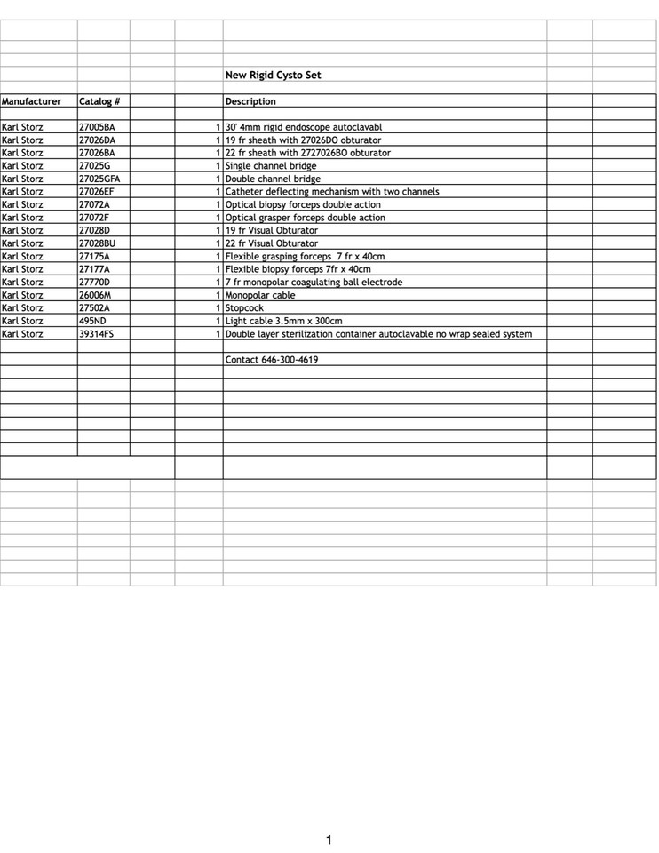 Karl Storz Urology New Complete Rigid Cysto set with 30' endoscope ...