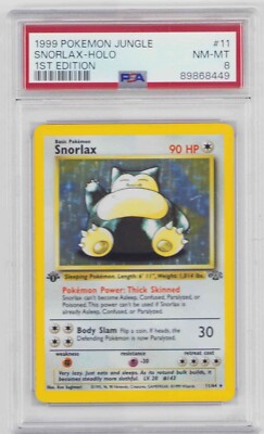 SNORLAX 1ST EDITION HOLO POKEMON JUNGLE PSA #89868449 GRADED NM-MT 8 ...