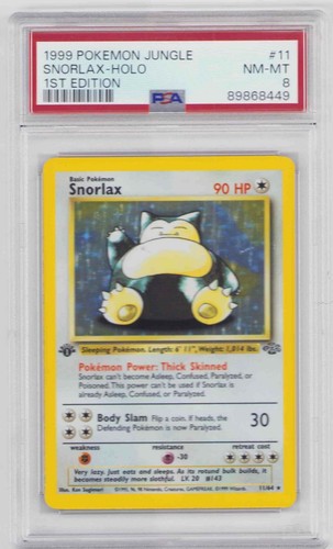 SNORLAX 1ST EDITION HOLO POKEMON JUNGLE PSA #89868449 GRADED NM-MT 8 ...