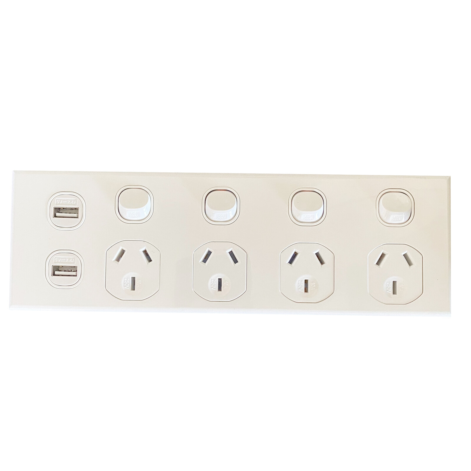 3A AU Quad Power Point 10A 250v with 2 USBs – 4 Gang GPO Socket Outlet ...
